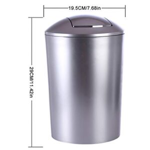 HMANE 6.5L Swing Lid Trash Can,Wastebasket Dustbin Garbage Bin with Swing Top - (Silver)