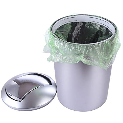 HMANE 6.5L Swing Lid Trash Can,Wastebasket Dustbin Garbage Bin with Swing Top - (Silver)