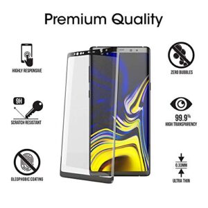 Galaxy Note 9 Screen Protector Glass (Full Screen Coverage), amFilm Tempered Glass Screen Protector for Samsung Galaxy Note 9 - Dot Matrix, Case Friendly, 3D Curved with Easy Installation Tray - 2018