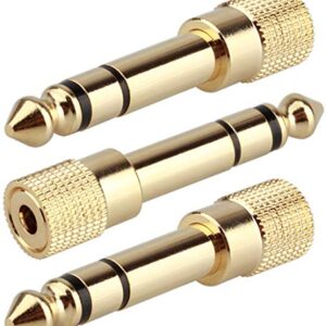 GIMILINK Headphone Stereo Audio Jack Adapter 6.35 mm 1/4 inch Male to 3.5 mm 1/8 inch Female, 1/8 inch to 1/4 inch Plug Aux Adapter (3-Pack)