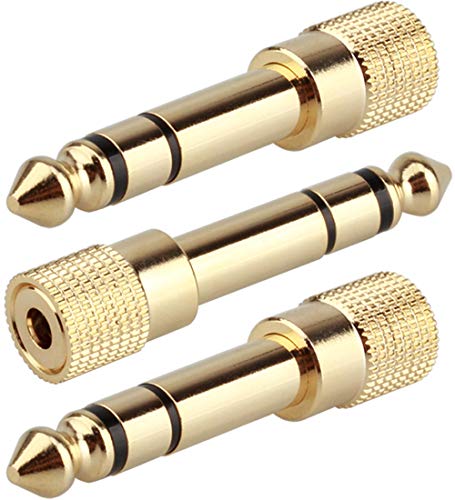 GIMILINK Headphone Stereo Audio Jack Adapter 6.35 mm 1/4 inch Male to 3.5 mm 1/8 inch Female, 1/8 inch to 1/4 inch Plug Aux Adapter (3-Pack)