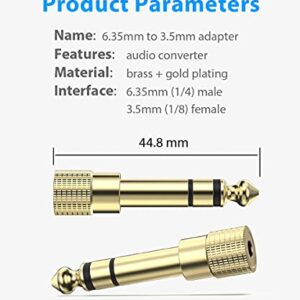 GIMILINK Headphone Stereo Audio Jack Adapter 6.35 mm 1/4 inch Male to 3.5 mm 1/8 inch Female, 1/8 inch to 1/4 inch Plug Aux Adapter (3-Pack)