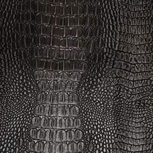 Vinyl Crocodile Allie Fake Leather Upholstery 54" Wide Fabric by The Yard (Ebony Black)