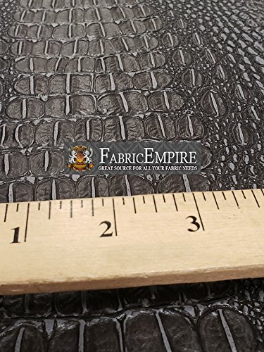 Vinyl Crocodile Allie Fake Leather Upholstery 54" Wide Fabric by The Yard (Ebony Black)