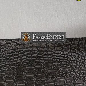 Vinyl Crocodile Allie Fake Leather Upholstery 54" Wide Fabric by The Yard (Ebony Black)