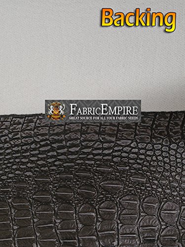 Vinyl Crocodile Allie Fake Leather Upholstery 54" Wide Fabric by The Yard (Ebony Black)