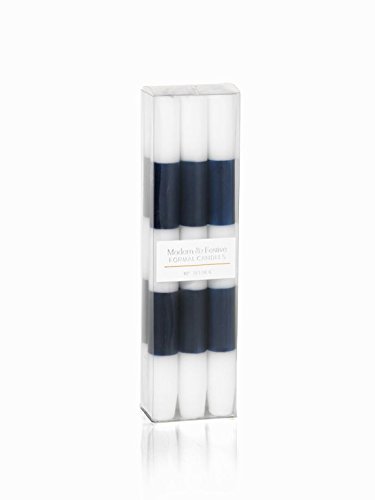 Zodax Modern & Festive Formal Candles 10" Set of 6 Navy & White