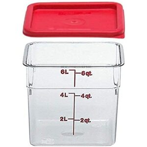 cambro 6sfscw135 camsquare food container, 6-quart, polycarbonate, clear, nsf with lid