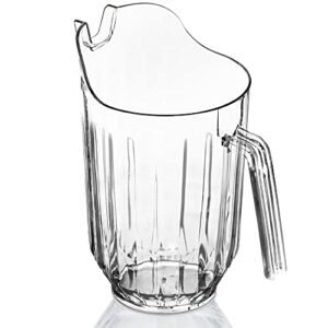 DecorRack 2 Crystal Clear Plastic Pitcher Beverage Dispenser with Pour Spout Shatterproof Catering and Restaurant Serveware for Cold Drinks, Water, Lemonade, Beer, and Sangria, 56 Ounce (2 Pack)