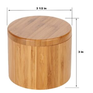 Lily's Home Round Bamboo Jar, Salt and Spices Storage Container, Small 6oz Salt Wooden Box With Magnetic Lock