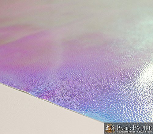 Fabric Empire Vinyl Upholstery Embossed Bubble Holographic Glossy Fabric Light Blue 54" Wide Sold by The Yard