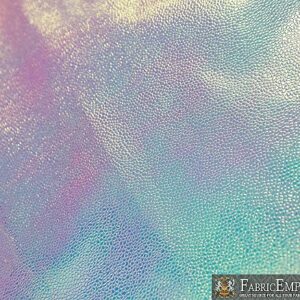 Fabric Empire Vinyl Upholstery Embossed Bubble Holographic Glossy Fabric Light Blue 54" Wide Sold by The Yard