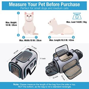 Siivton Airline Approved Pet Carrier, Soft Sided Pet Travel Carrier 4 Sides Expandable Cat Carrier with Fleece Pad for Cats, Puppy and Small Dogs