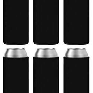 TahoeBay Slim Can Coolers - Blank Neoprene Beer Sleeves (Black)