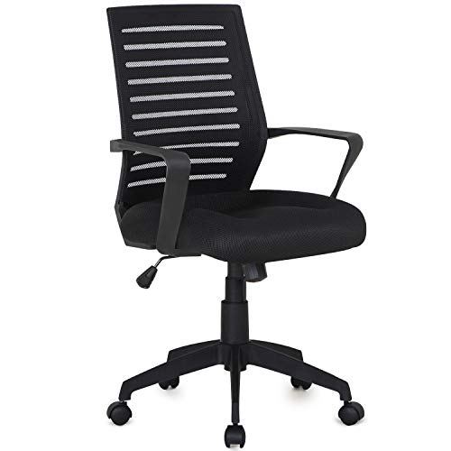 VECELO Premium Mesh Chair With 3D Surround Padded Seat Cushion For Task/Desk/Home Office Work, Black