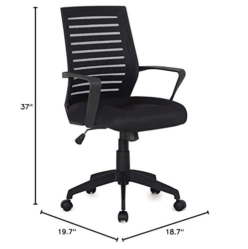 VECELO Premium Mesh Chair With 3D Surround Padded Seat Cushion For Task/Desk/Home Office Work, Black