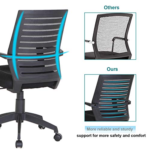 VECELO Premium Mesh Chair With 3D Surround Padded Seat Cushion For Task/Desk/Home Office Work, Black