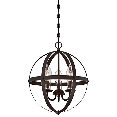 Westinghouse Lighting 6360600 Stella Mira Three-Light Chandelier, Oil Rubbed Bronze Finish with Highlights and Clear Glass Candle Covers Outdoor Pendant , Oil-rubbed Bronze