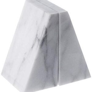 Fox Run Triangular 100% Natural Polished White Marble Bookends 4 x 3 x 6 inches