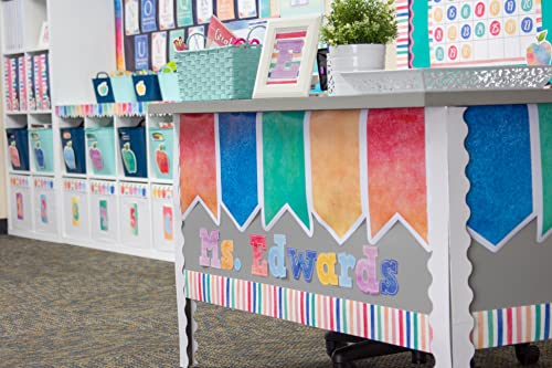 Teacher Created Resources Watercolor Pennants Big Big Border Trim (TCR8981)