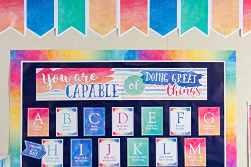 Teacher Created Resources Watercolor Pennants Big Big Border Trim (TCR8981)