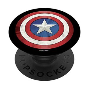 marvel captain america shiny shield icon popsockets popgrip: swappable grip for phones & tablets