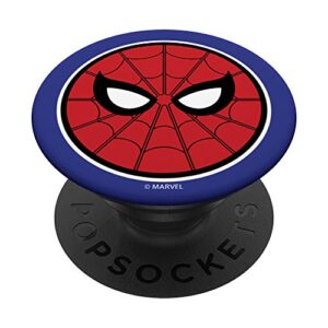 marvel spider-man web face blue circle logo popsockets popgrip: swappable grip for phones & tablets