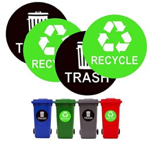 recycle sticker sign trash decal bin label 8 pack 4"x4"-waterproof organize&coordinate garbage waste from recycling-great for metal aluminum steel or plastic trash cans-indoor&outdoor