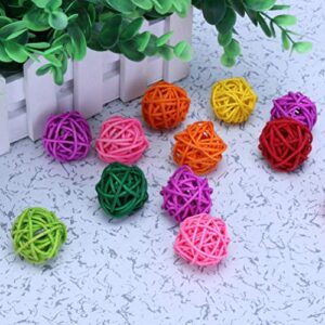 POPETPOP 10Pcs Willow Branch Ball Rattan Balls Bird Parrot Chew Toys Bird Cage Hanging Ornament for Small Animals (Random Color)