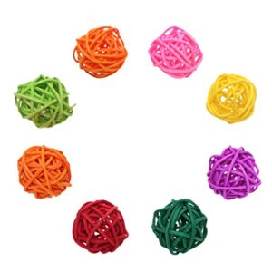 POPETPOP 10Pcs Willow Branch Ball Rattan Balls Bird Parrot Chew Toys Bird Cage Hanging Ornament for Small Animals (Random Color)