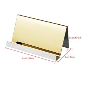 Maxdot 2 Pack Stainless Steel Business Cards Holders Desktop Card Display Business Card Rack Organizer (Champagne Gold)