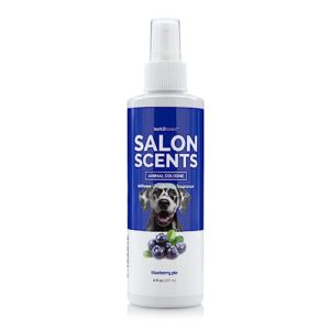 bark2basics salon scents pet grooming cologne - 8 oz, natural professional groomer grade perfume deodorant for dogs and cats, long lasting, deodorizing (blueberry pie)