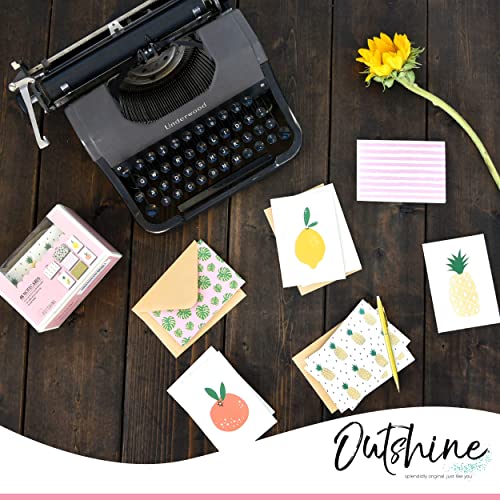 OUTSHINE Blank Notecards and Envelopes Set in Cute Storage Box - 48 (Fruit) 3.5" x 5" | Bulk Blank Note cards with Envelopes for All Occasion | Small Greeting, Stationary, Birthday, Thank You Cards