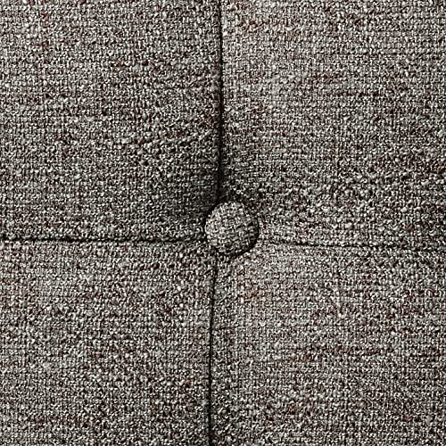 Homepop Home Decor | Large Button Tufted Woven Round Storage Ottoman | Ottoman with Storage for Living Room & Bedroom (Dark Gray)