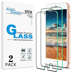 katin [2-pack] tempered glass for apple iphone 8 plus, iphone 7 plus, iphone 6s plus, iphone 6 plus 5.5-inch screen protector, bubble free, 9h hardness, case friendly