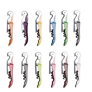 recutms 12 packs corkscrew wine opener stainless steel fold beer or bottle opener serrated foil cutter,perfect for bars,restaurants,family,company party (12 color)