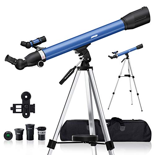 Aomekie Telescope for Adults Astronomy Beginners 700mm Focal Length 234X Magnification Travel Scope Refractor Telescopes with Adjustable Tripod 10X Phone Adapter Erect Finderscope and Carrying Bag