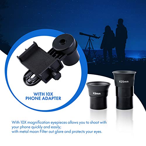 Aomekie Telescope for Adults Astronomy Beginners 700mm Focal Length 234X Magnification Travel Scope Refractor Telescopes with Adjustable Tripod 10X Phone Adapter Erect Finderscope and Carrying Bag