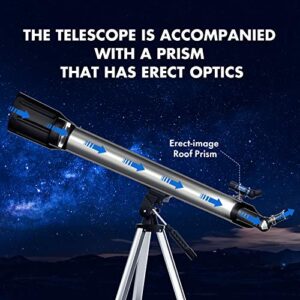 Aomekie Telescope for Adults Astronomy Beginners 700mm Focal Length 234X Magnification Travel Scope Refractor Telescopes with Adjustable Tripod 10X Phone Adapter Erect Finderscope and Carrying Bag