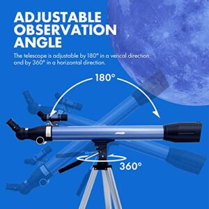 Aomekie Telescope for Adults Astronomy Beginners 700mm Focal Length 234X Magnification Travel Scope Refractor Telescopes with Adjustable Tripod 10X Phone Adapter Erect Finderscope and Carrying Bag