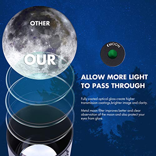 Aomekie Telescope for Adults Astronomy Beginners 700mm Focal Length 234X Magnification Travel Scope Refractor Telescopes with Adjustable Tripod 10X Phone Adapter Erect Finderscope and Carrying Bag