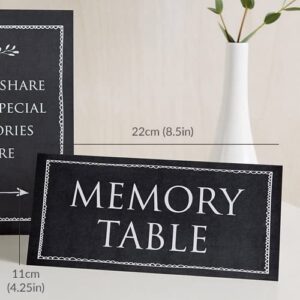 ANGEL & DOVE Funeral Table Sign Set: 'Memory Table' & 'Share Your Special Memories' - Ideal for Funeral Condolence Book, Memorial, Celebration of Life