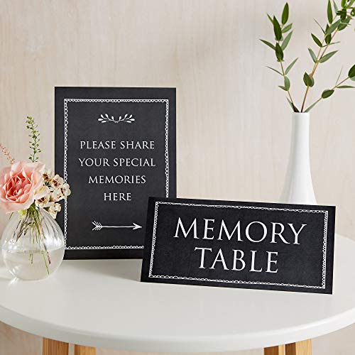 ANGEL & DOVE Funeral Table Sign Set: 'Memory Table' & 'Share Your Special Memories' - Ideal for Funeral Condolence Book, Memorial, Celebration of Life