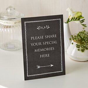 ANGEL & DOVE Funeral Table Sign Set: 'Memory Table' & 'Share Your Special Memories' - Ideal for Funeral Condolence Book, Memorial, Celebration of Life