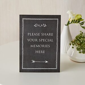 ANGEL & DOVE Funeral Table Sign Set: 'Memory Table' & 'Share Your Special Memories' - Ideal for Funeral Condolence Book, Memorial, Celebration of Life