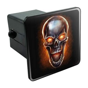 chrome metal flaming skull tow trailer hitch cover plug insert