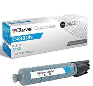 clever supplies cs compatible toner cartridge replacement for ricoh c430dn 821108 cyan color laser aficio sp c430dn aficio sp c431dn aficio sp c431dn-hs aficio sp c431dnht cyan