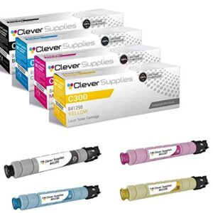 CS Compatible Toner Cartridge Replacement for Ricoh C300 841295 Black 841296 Cyan 841297 Magenta 841298 Yellow Color Laser Aficio MP C300 Aficio MP C300SR Aficio MP C400 Aficio MP C400SR 4 Color Set