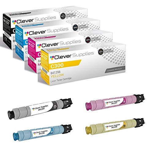 CS Compatible Toner Cartridge Replacement for Ricoh C300 841295 Black 841296 Cyan 841297 Magenta 841298 Yellow Color Laser Aficio MP C300 Aficio MP C300SR Aficio MP C400 Aficio MP C400SR 4 Color Set