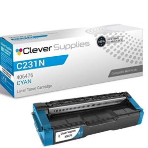 CS Compatible Toner Cartridge Replacement for Ricoh C231N 406476 Cyan Color Laser Aficio SP C231N Aficio SP C231SF Aficio SP C232DN Aficio SP C232SF Cyan